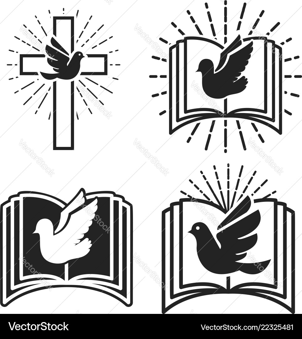 Religious community emblem template with dove Vector Image