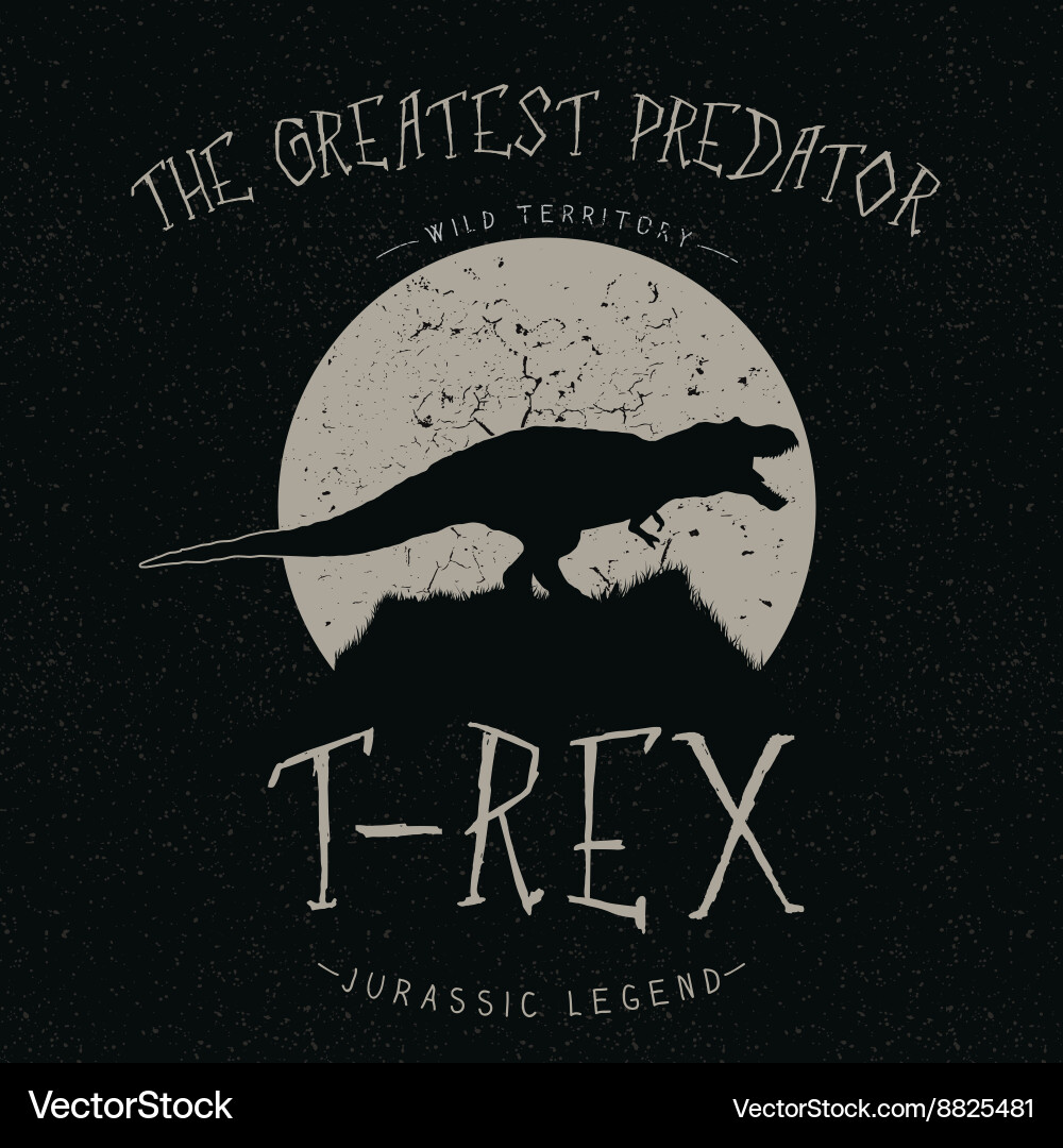 T-Rex Silhouette at Moon Royalty Free Vector Image