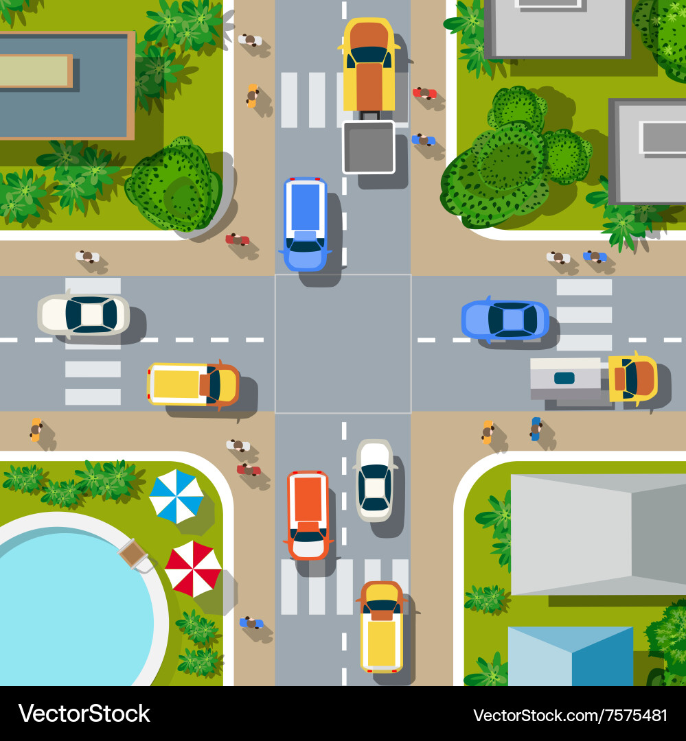 Top view of the city Royalty Free Vector Image