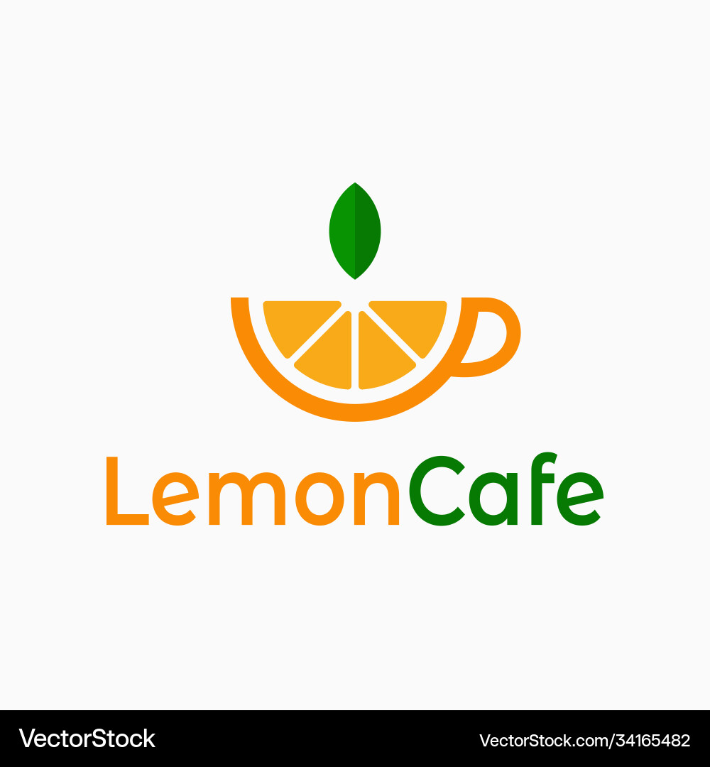 Lemon cafe logo cup tea with on white Royalty Free Vector