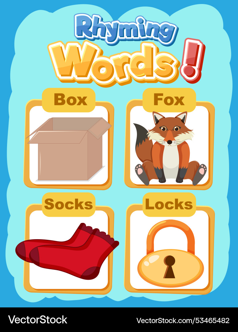 Rhyming words with images Royalty Free Vector Image