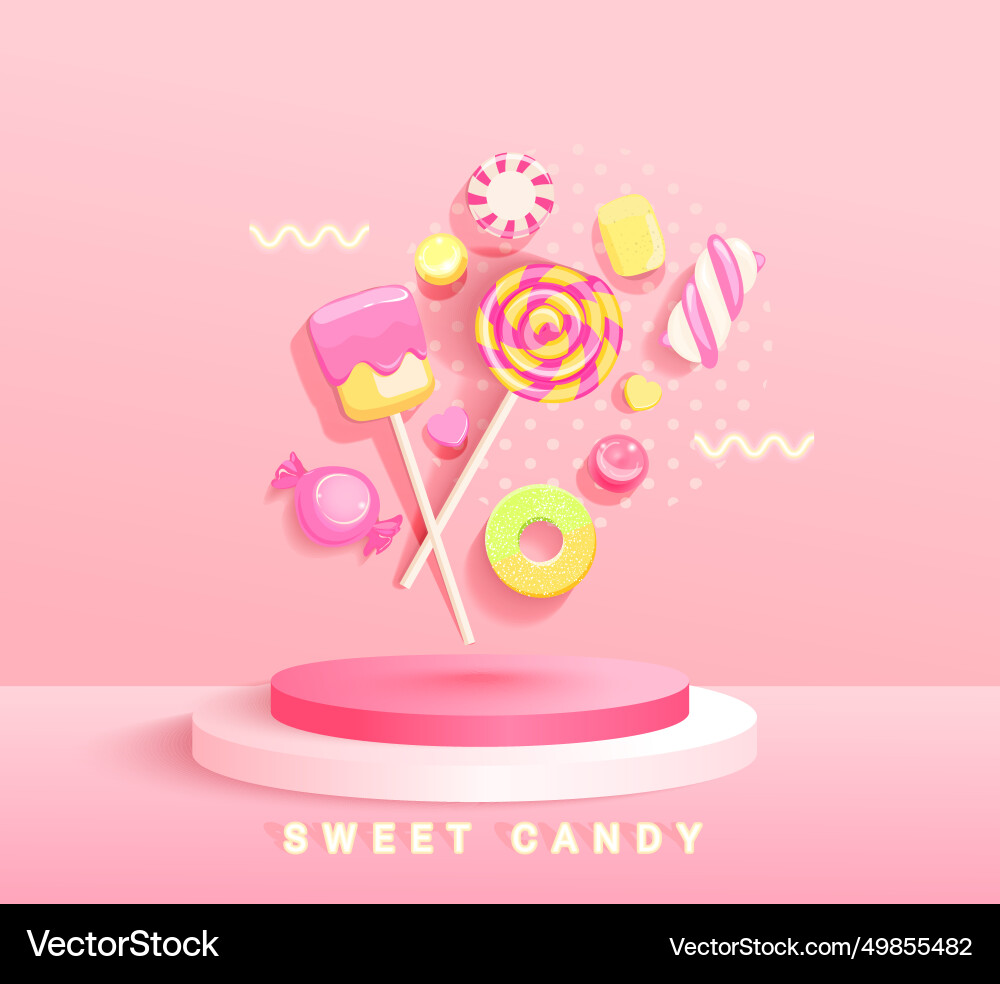 Sweet candy display podium for snackssweets Vector Image