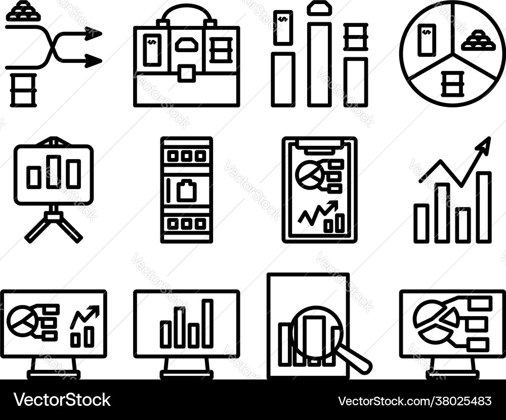 Analytics icon set Royalty Free Vector Image - VectorStock