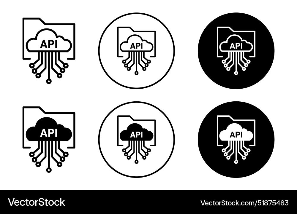 Api Icon Outline Flat Royalty Free Vector Image