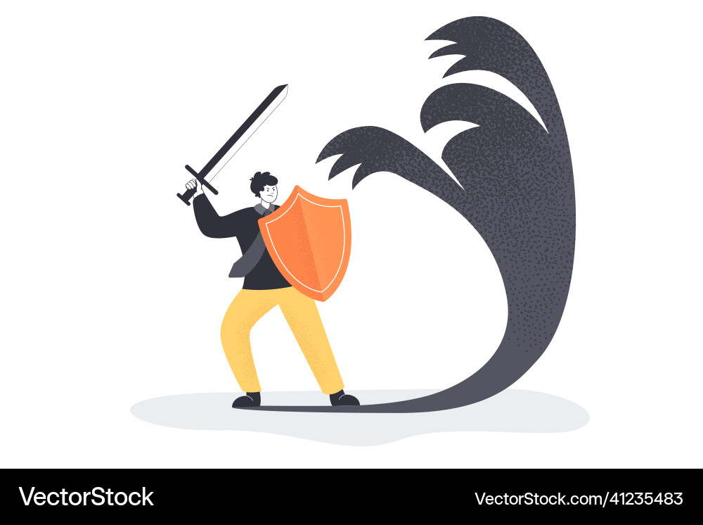 Businessman cartoon character threatening shadow Vector Image