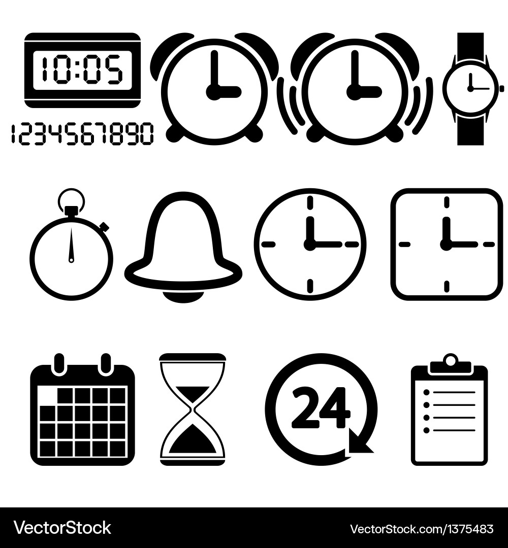 Clock and time icons Royalty Free Vector Image