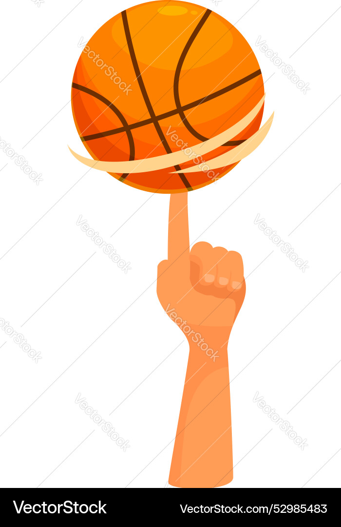 Hand spinning basketball on fingertip skill Vector Image