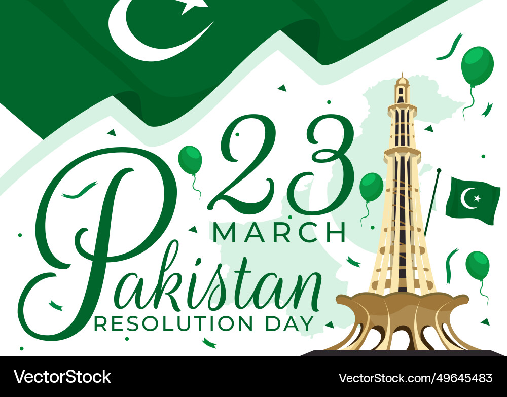 Happy pakistan resolution day on 23 march Vector Image