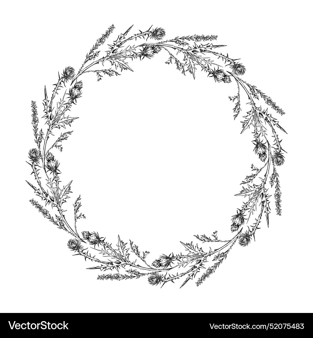 Ink hand drawn graphic sketch flower circle Vector Image