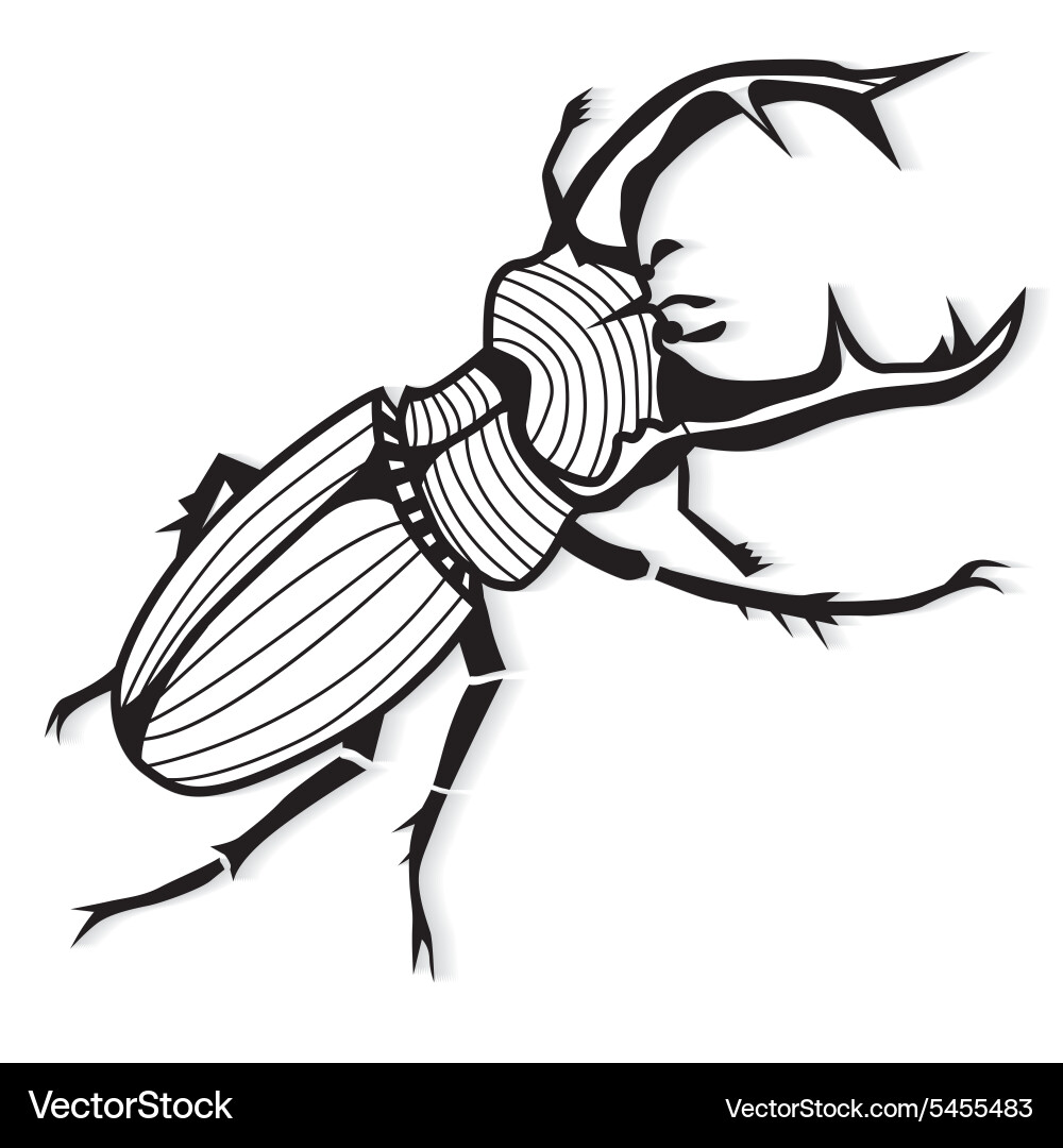 Male stag beetle lucanus cervus tattoo Royalty Free Vector