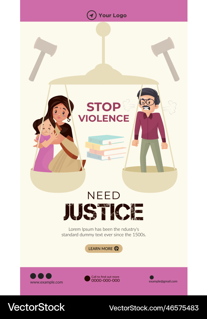 Need justice stop violence portrait template Vector Image