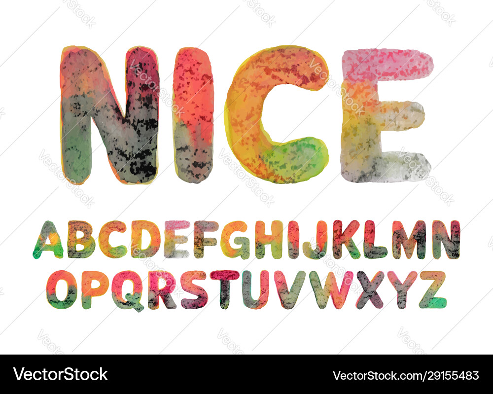 Nice water color alphabet Royalty Free Vector Image