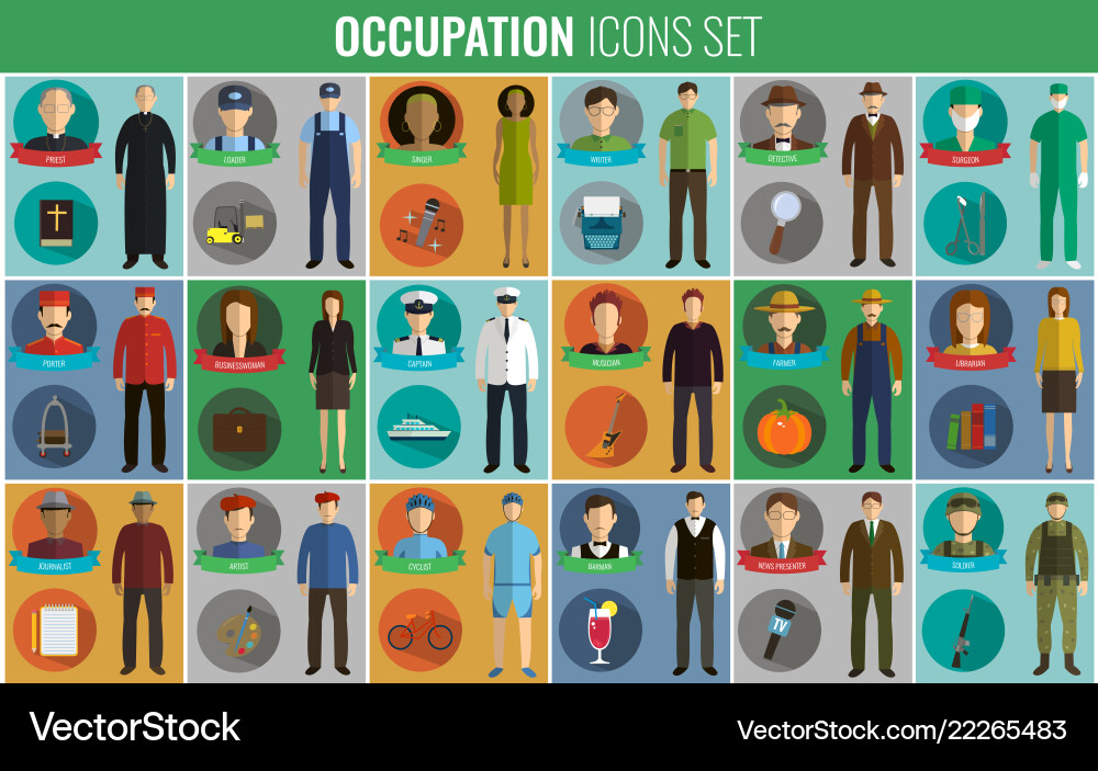 People of different occupations professions icons Vector Image
