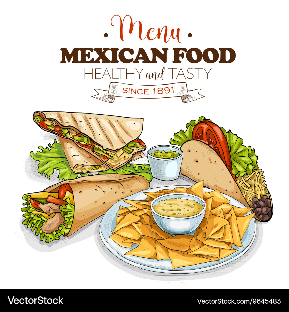 Retro Mexican Food Menu Royalty Free Vector Image