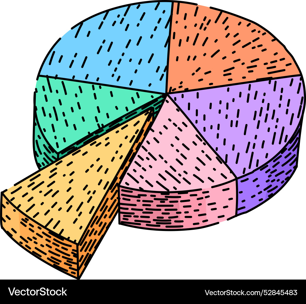 Visualization pie chart sketch hand drawn Vector Image