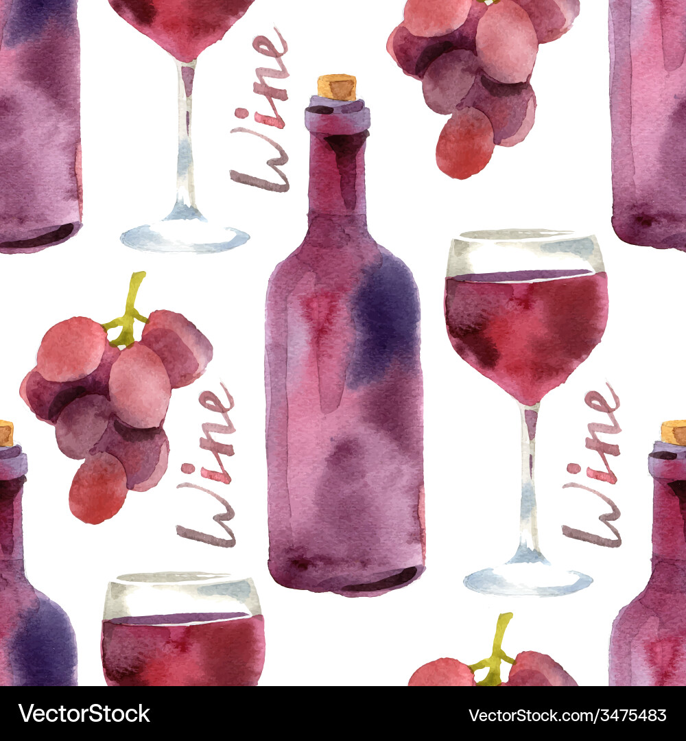 Watercolor Wine Pattern Royalty Free Vector Image