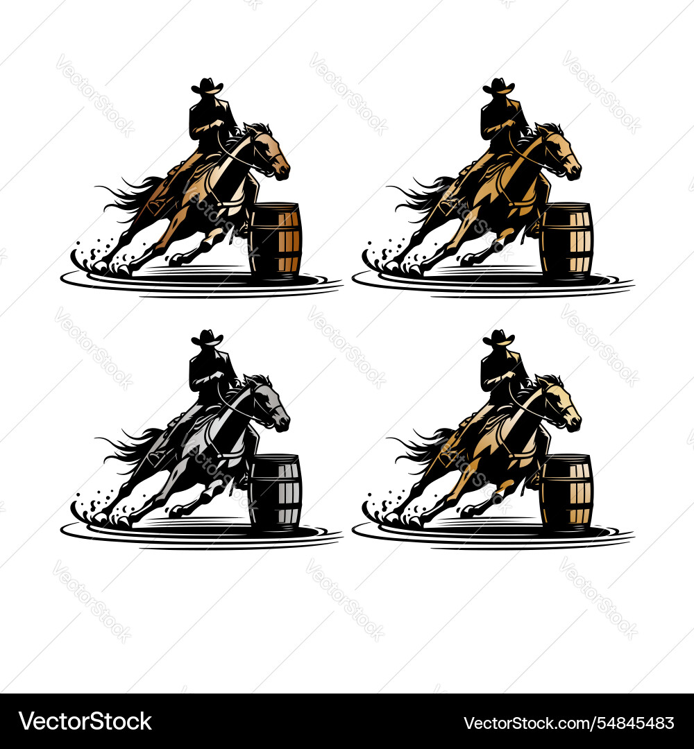 Western cowboy barrel racing competition Vector Image