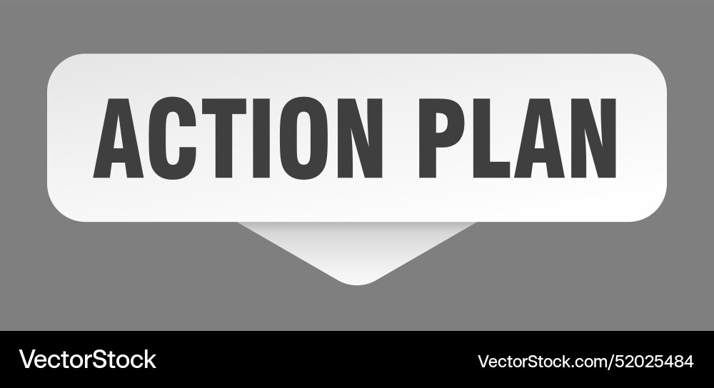 Action plan sticker sign isolated Royalty Free Vector Image