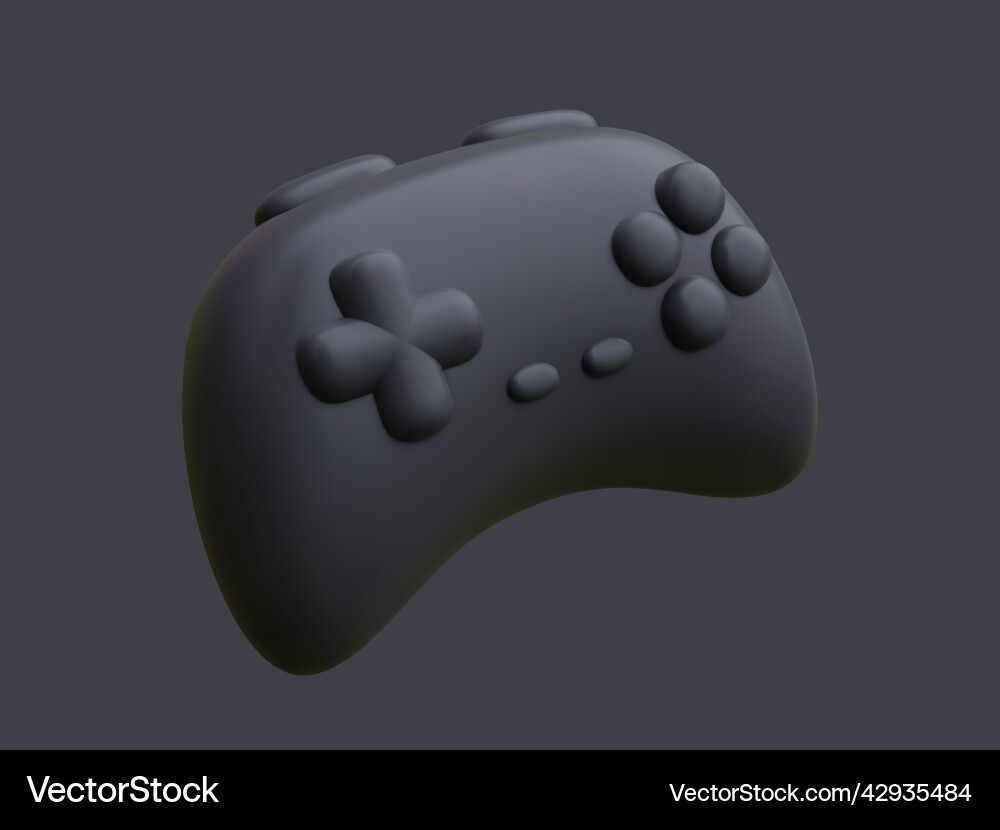Black 3d realistic wireless gamepad isolated Vector Image