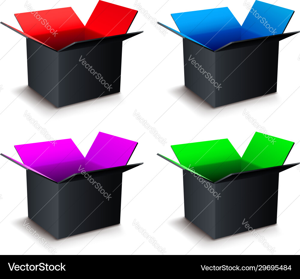 Box open set Royalty Free Vector Image - VectorStock
