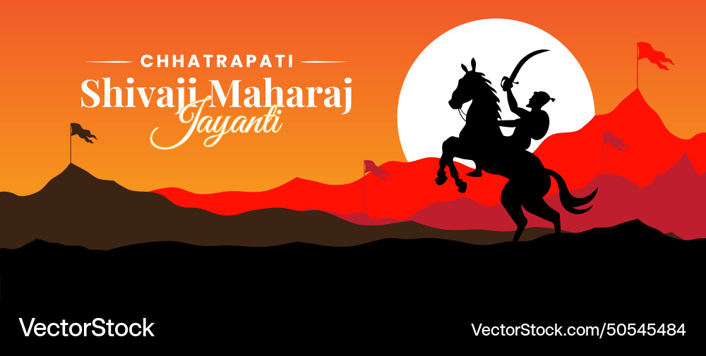 Chhatrapati shivaji maharaj jayanti greeting Vector Image