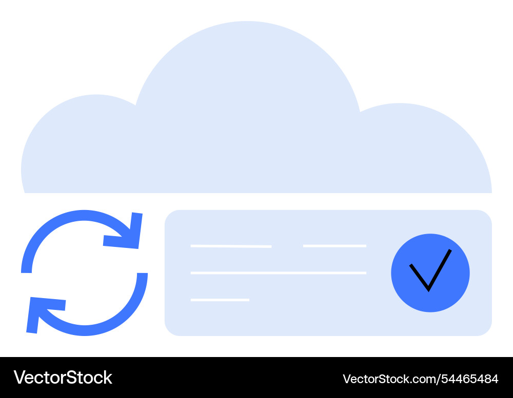 Cloud Synchronization And Data Verification Vector Image