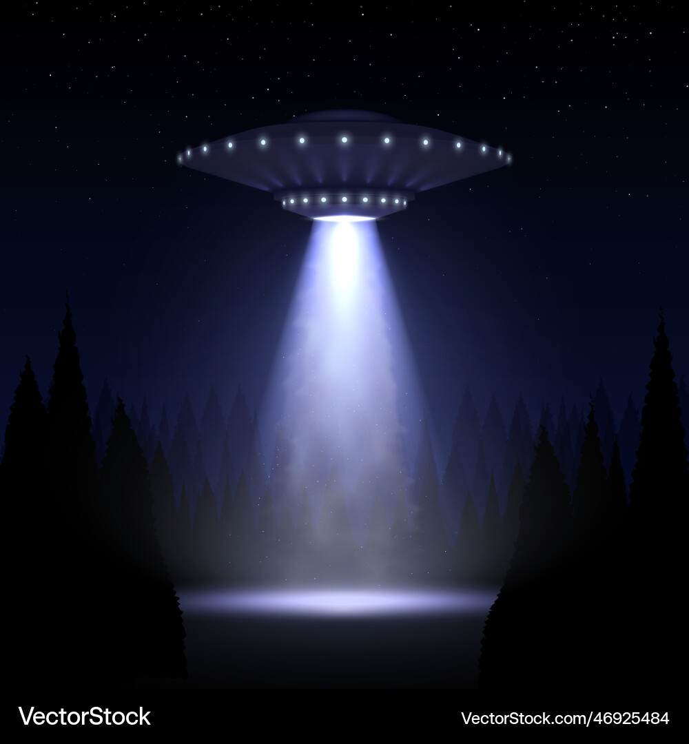 Cosmic ufo with magnetic bright illumination Vector Image