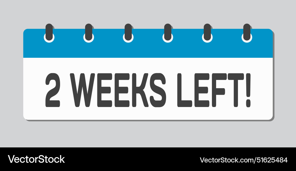 Countdown weekly calendar icon - two weeks left Vector Image