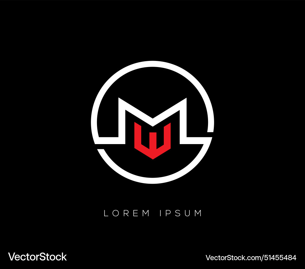 Creative mw wm letter logo design with circle Vector Image