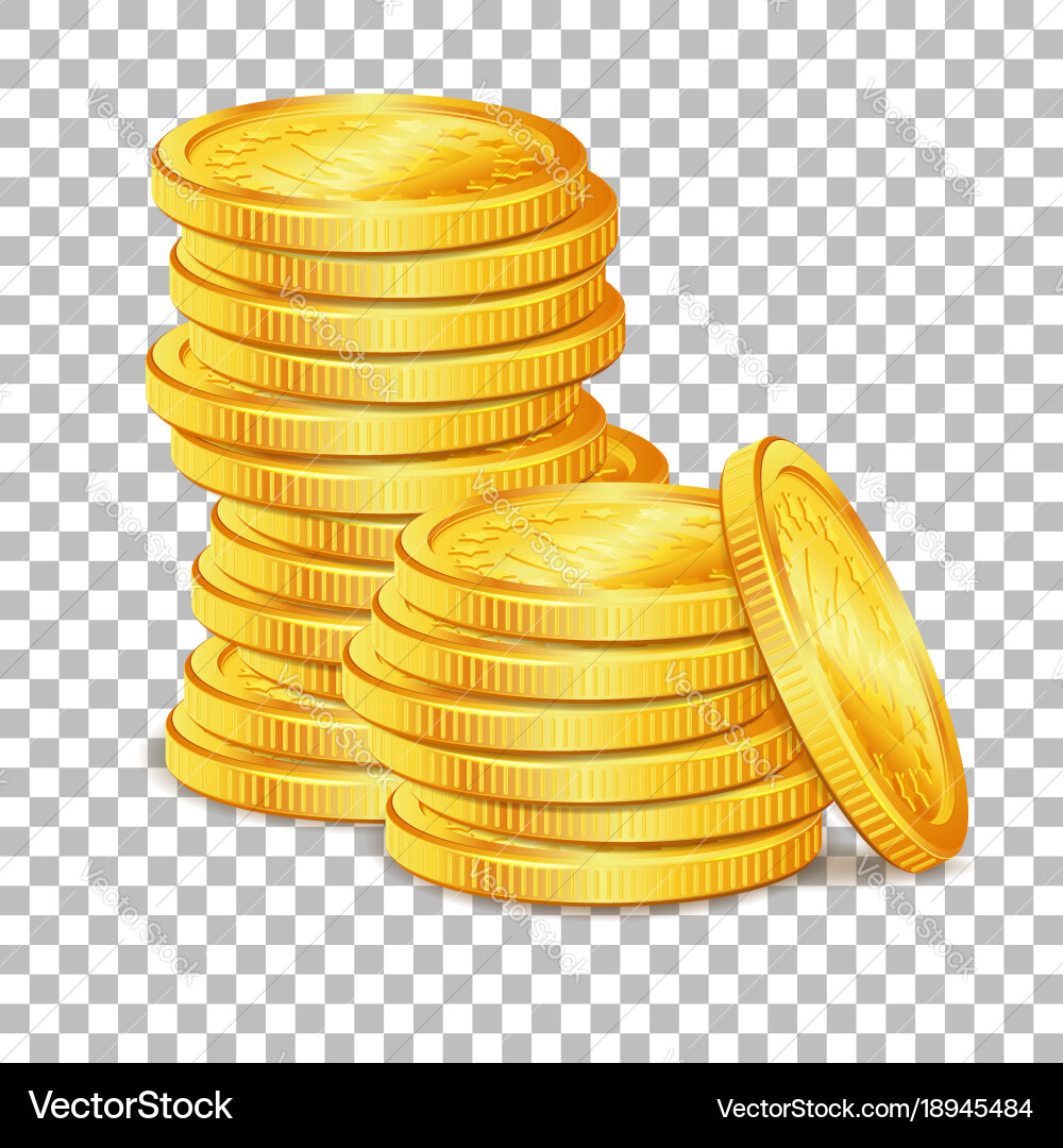 Gold Coins Stack - Transparent Background Vector Image