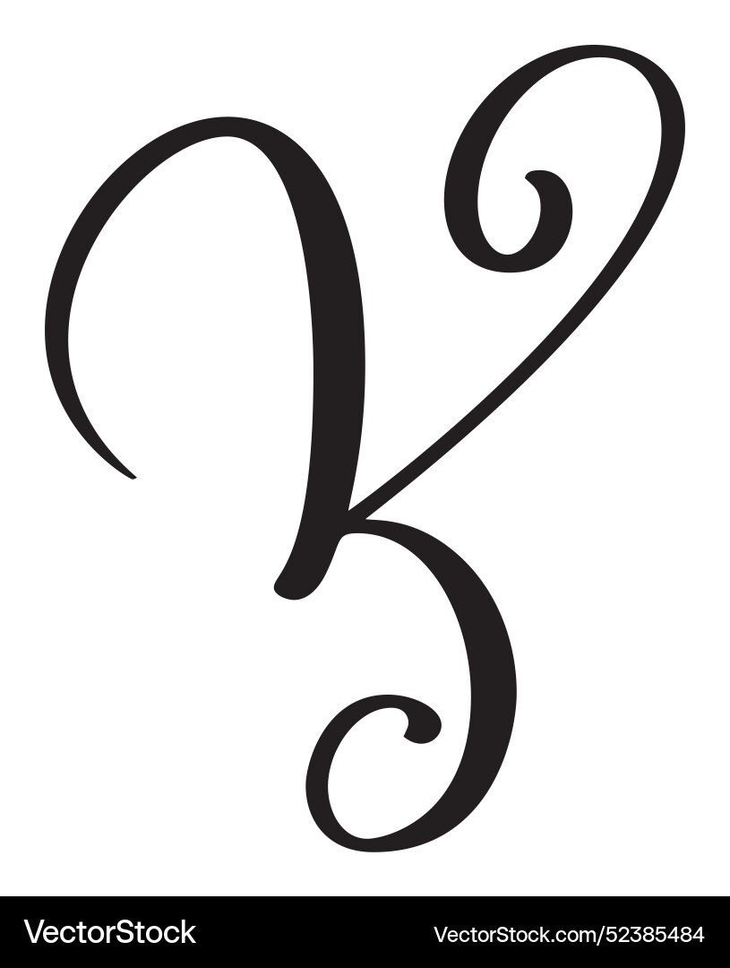 Hand drawn calligraphy letter k script Royalty Free Vector