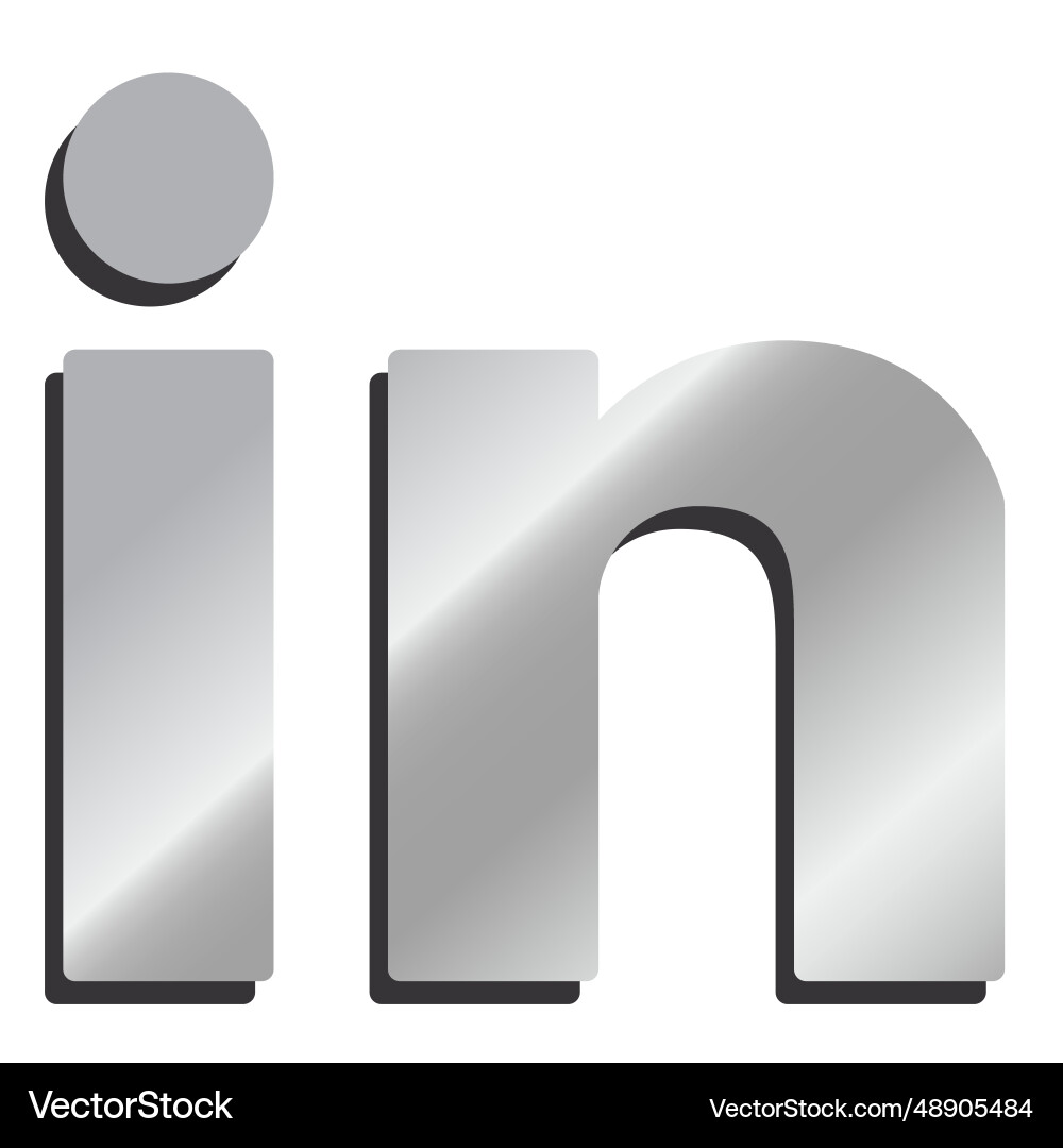 Linkedin silver icon Royalty Free Vector Image