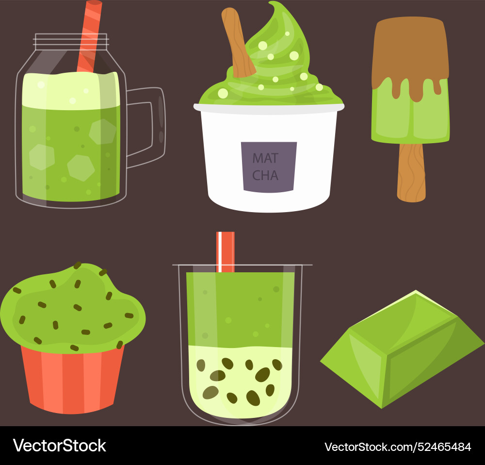 Matcha dessert pack Royalty Free Vector Image - VectorStock
