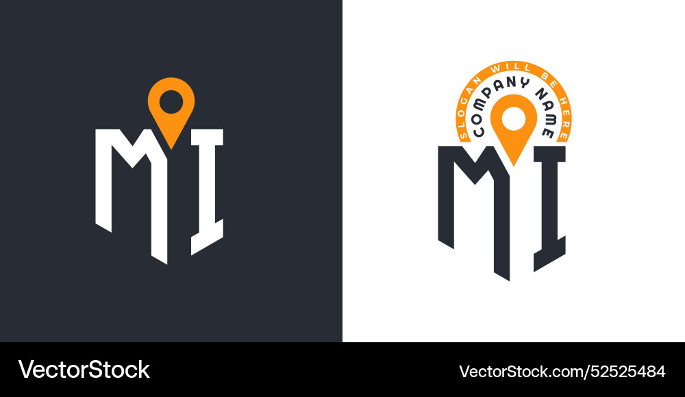 Mi location logo bundle letter dual icons Vector Image