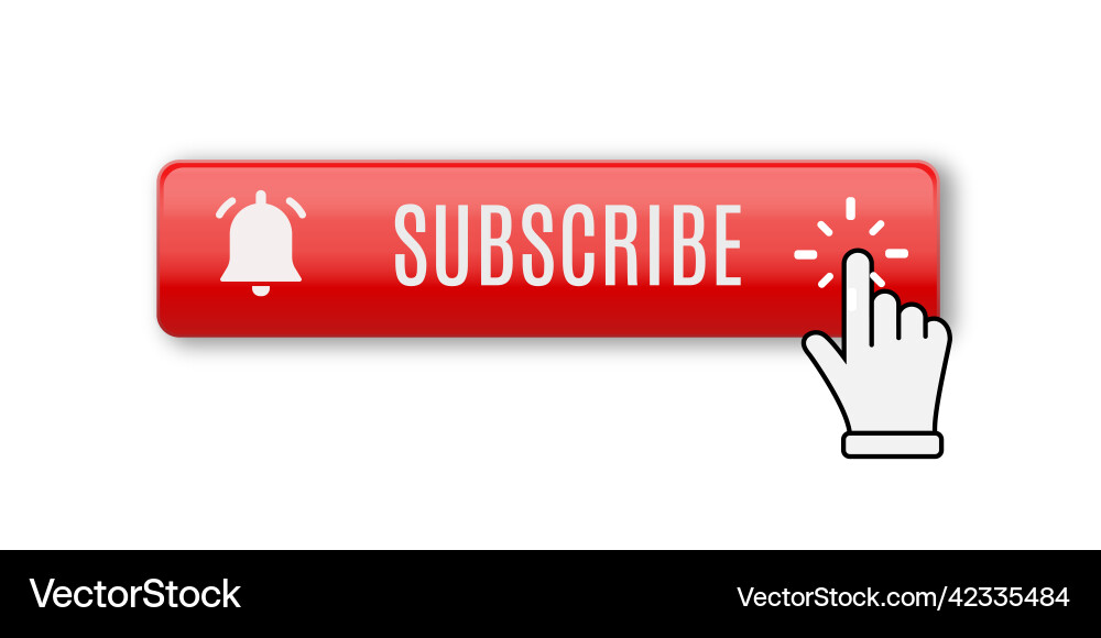 Realistic glossy subscribe button with bell Vector Image