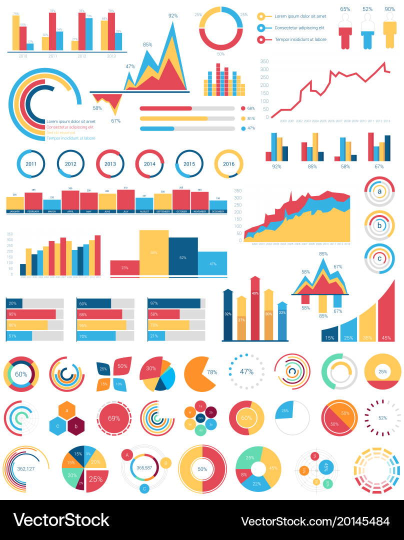 Set for infographics various design elements Vector Image