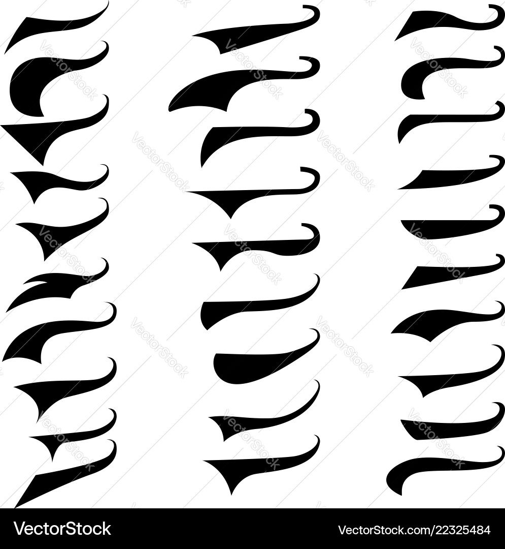 Set retro typography text tails element Royalty Free Vector