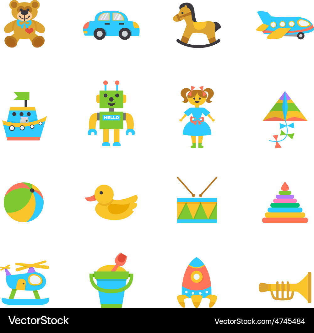 Toys flat icon Royalty Free Vector Image - VectorStock