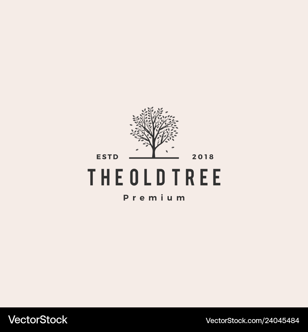 Tree logo retro hipster vintage label Royalty Free Vector