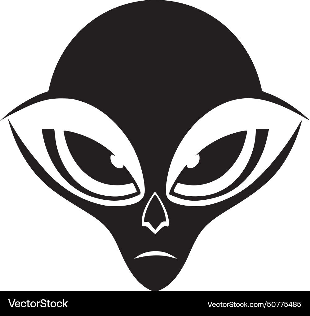 Alien - black and white Royalty Free Vector Image