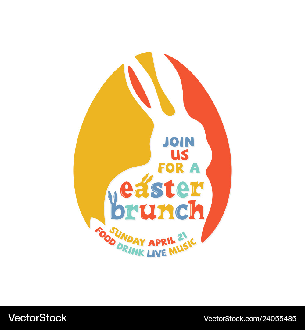 Colorful easter brunch lettering Royalty Free Vector Image