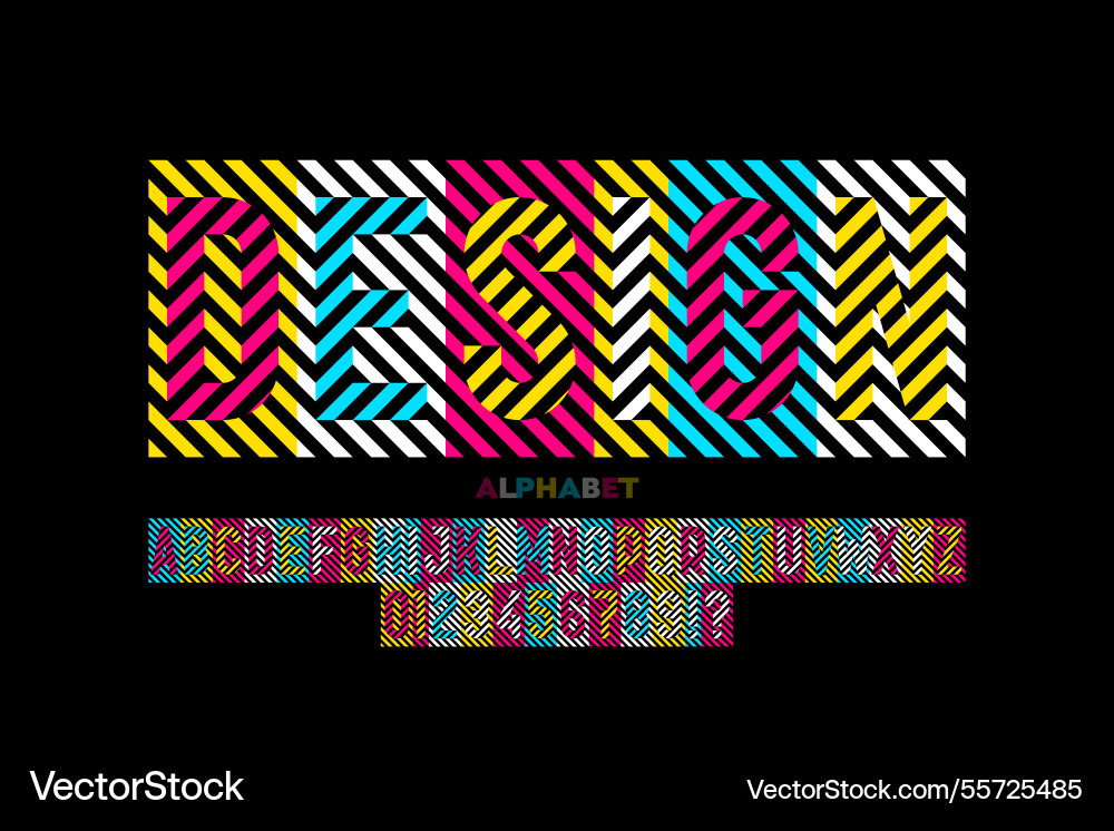 Design striped font alphabet letters Royalty Free Vector
