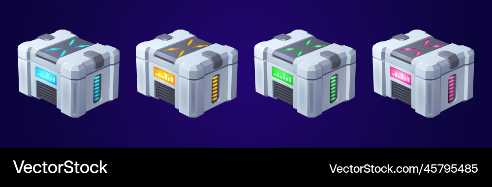 Game futuristic boxes future technology chests Vector Image
