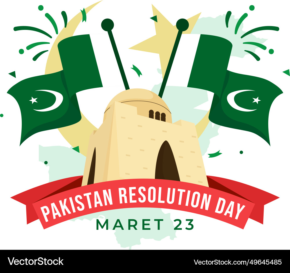 Happy pakistan resolution day on 23 march Vector Image