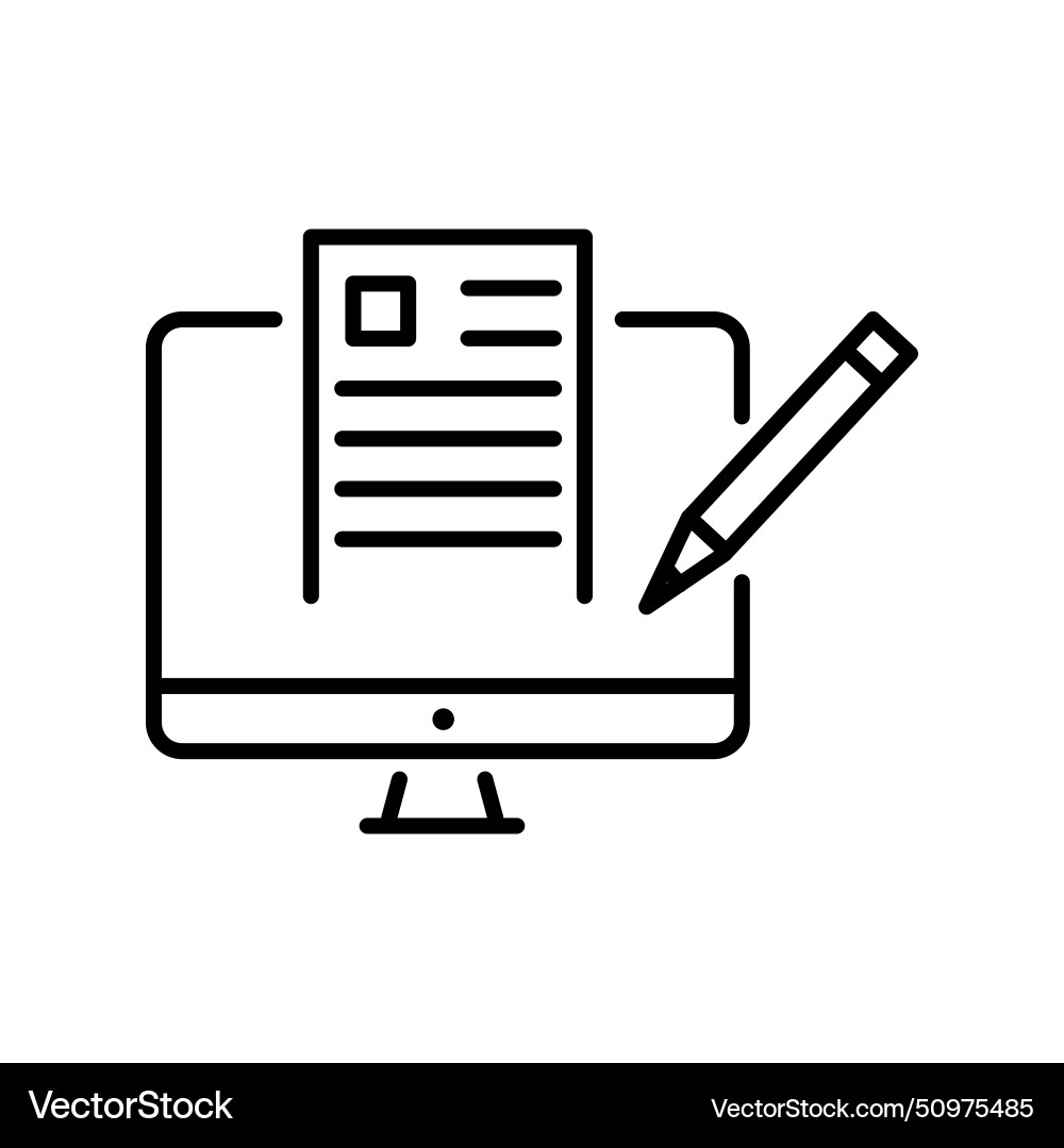 Online document and blog writing line icon laptop Vector Image
