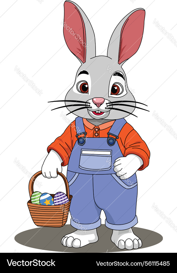 Rabbit Mascot With Easter Basket Bunny Royalty Free Vector