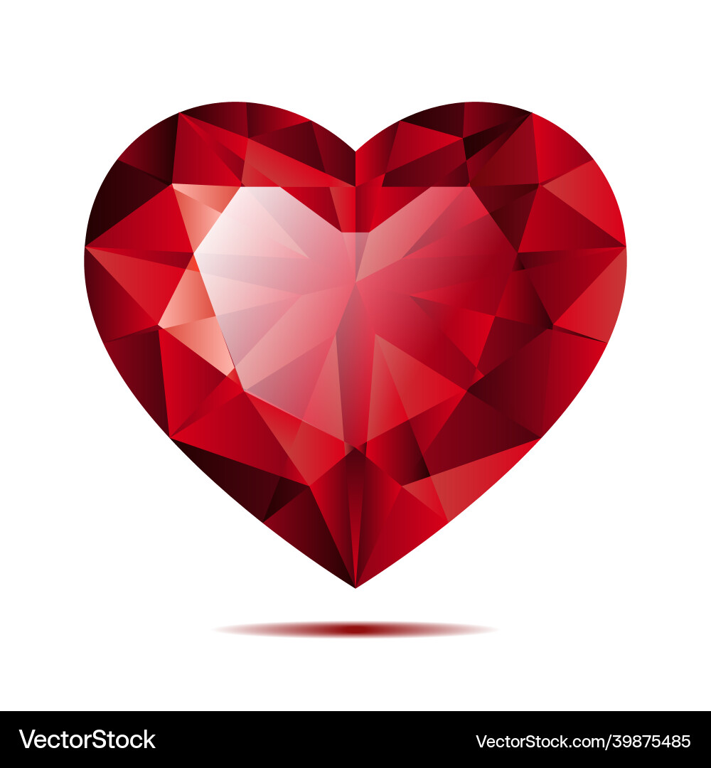 Red Ruby Heart Crystal - Isolated Royalty Free Vector Image