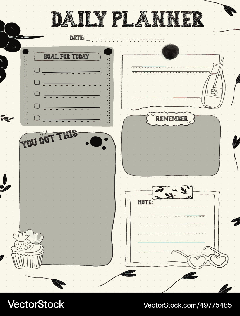 Schedule Planner Layout Royalty Free Vector Image