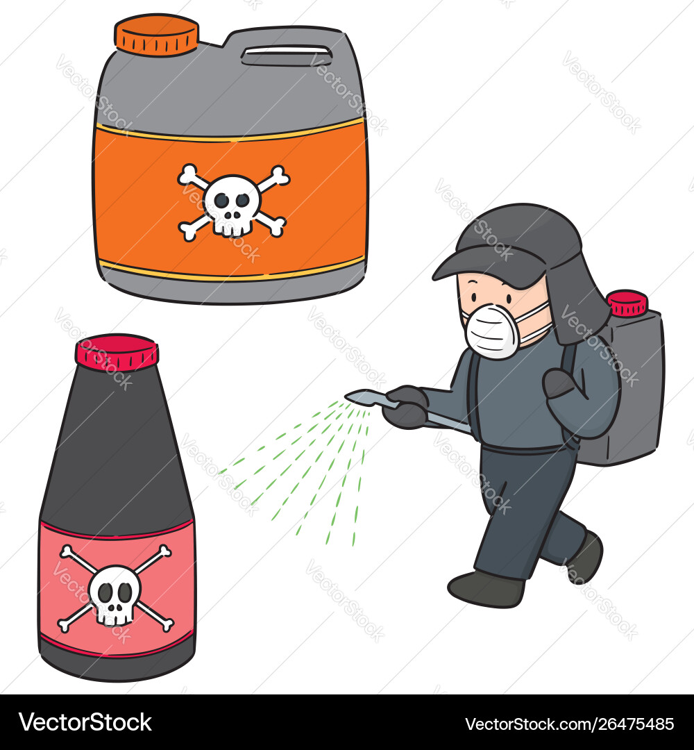Set pesticide and farmer Royalty Free Vector Image