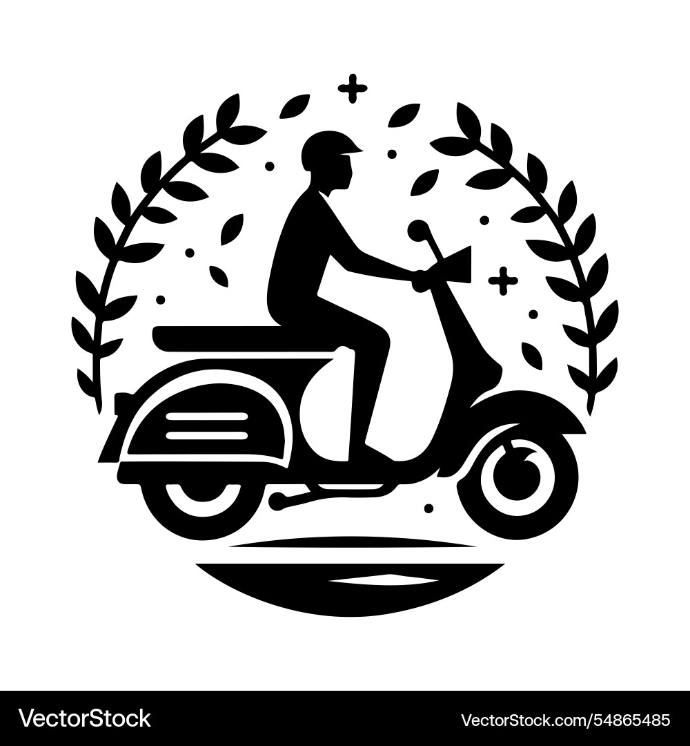 Stylish moped silhouette graphics for creative Vector Image